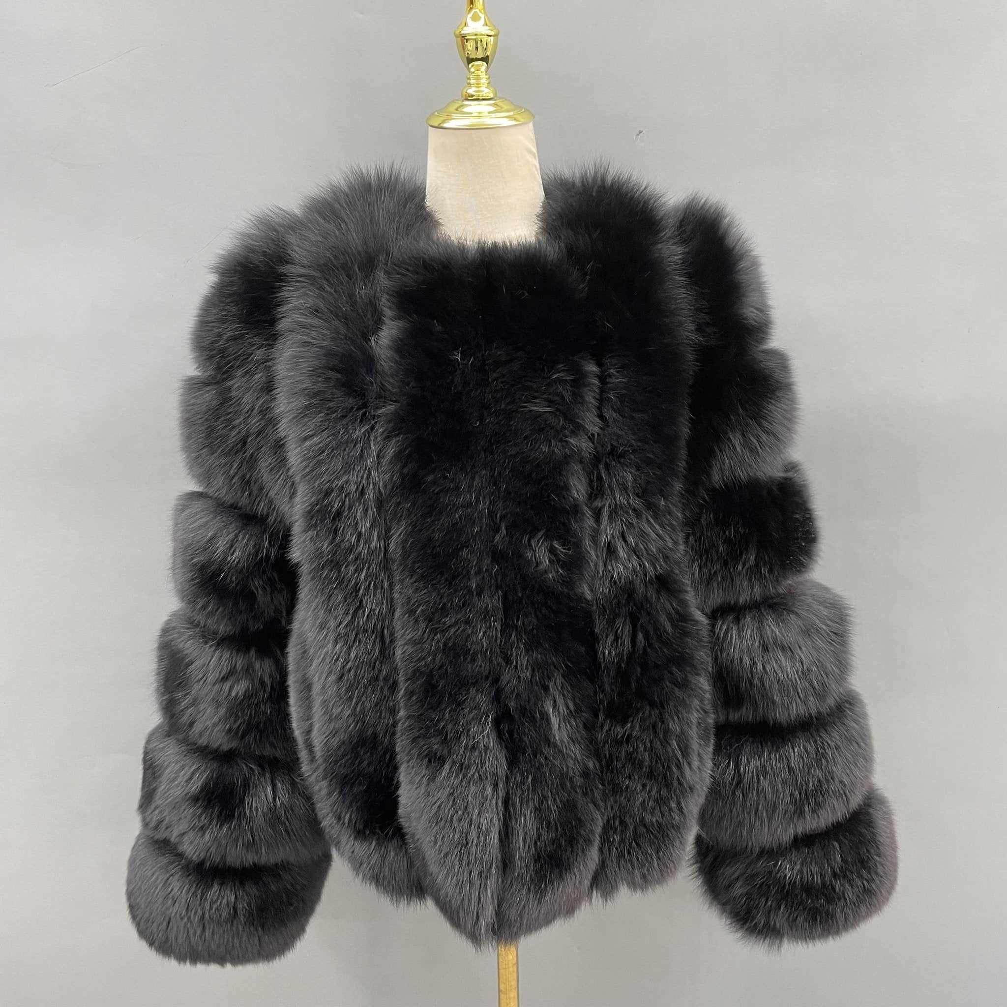 Black Luxury Fur Vertical Pelt Coat – H&L