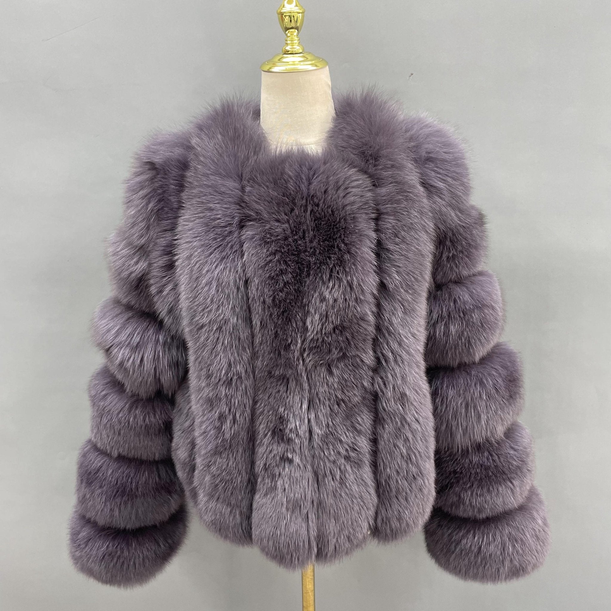Charcoal Luxury Fur Vertical Pelt Coat – H&L