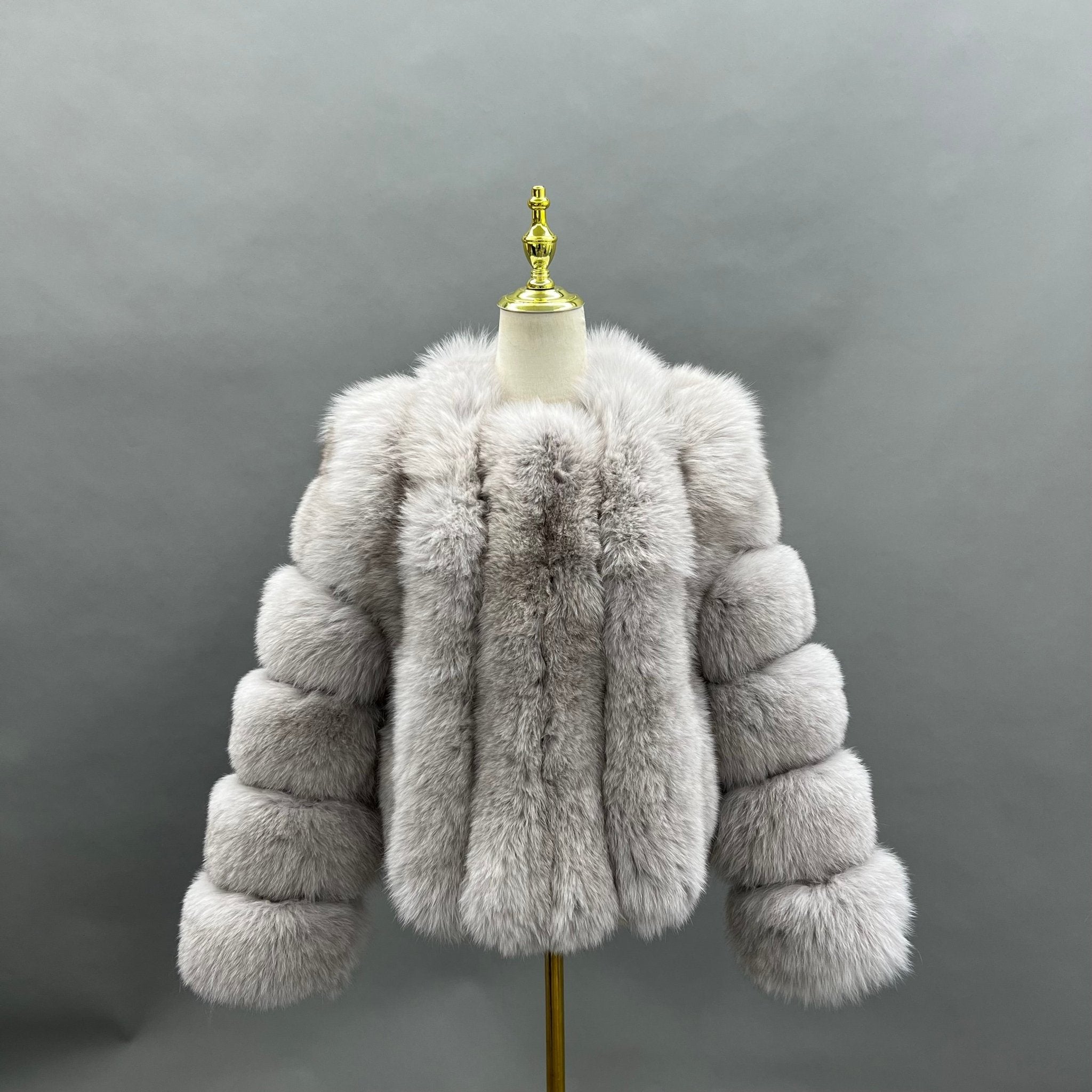Light Grey Luxury Fur Vertical Pelt Coat – H&L