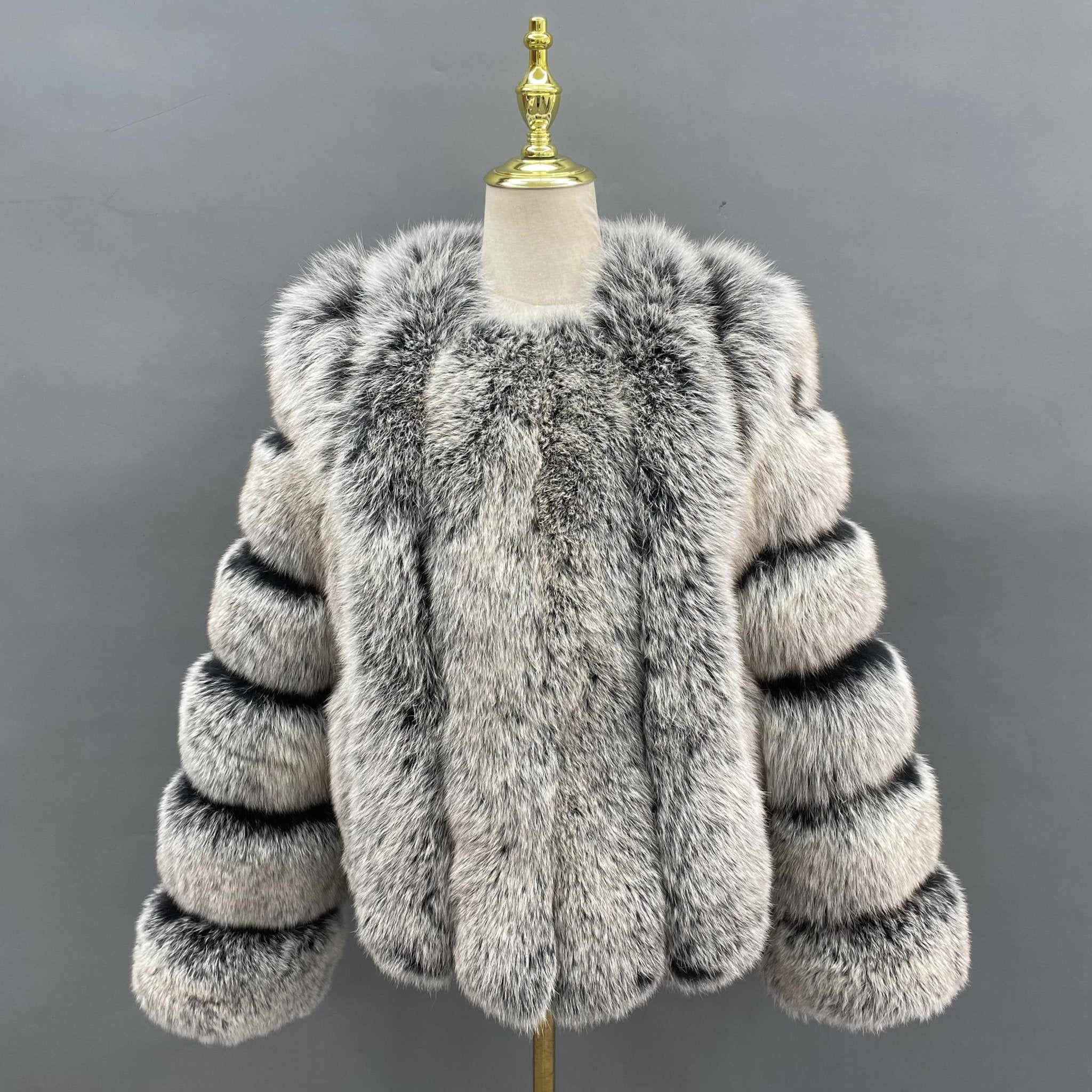Two Tone Luxury Fur Vertical Pelt Coat – H&L